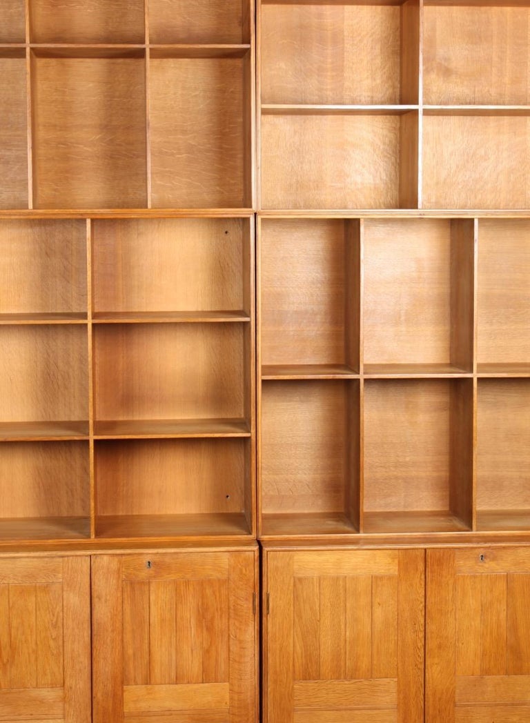 Scandinavian Bookcase in Patinated Oak by Mogens Koch, 1940s at 1stDibs