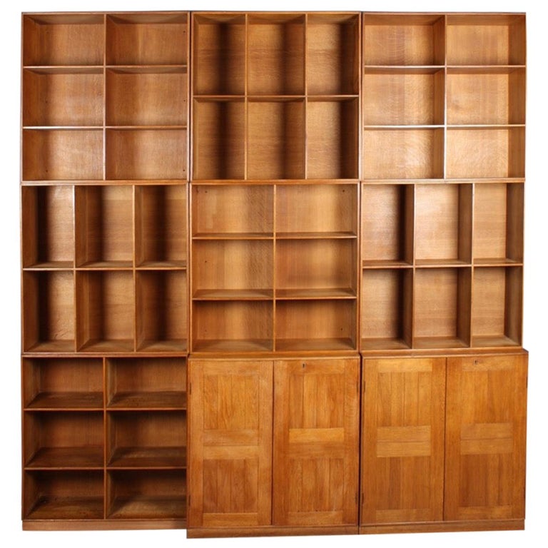 Scandinavian Bookcase in Patinated Oak by Mogens Koch, 1940s at 1stDibs
