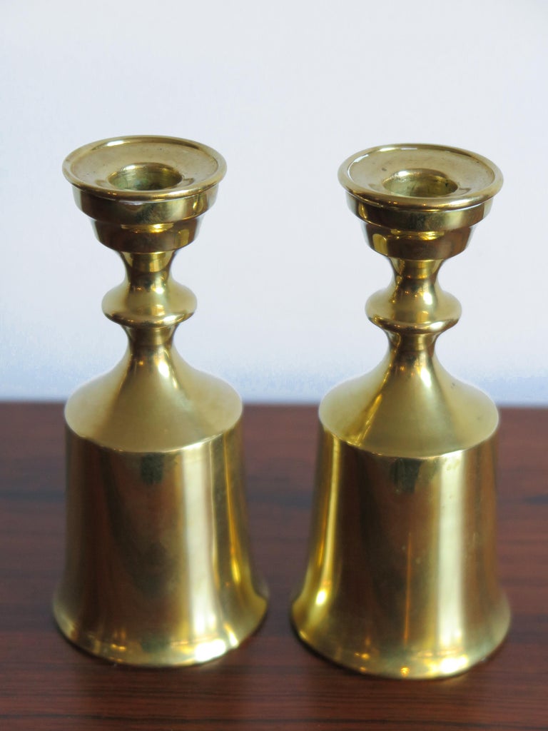 Scandinavian Brass Candlesticks, Denmark, 1950s For Sale at 1stDibs
