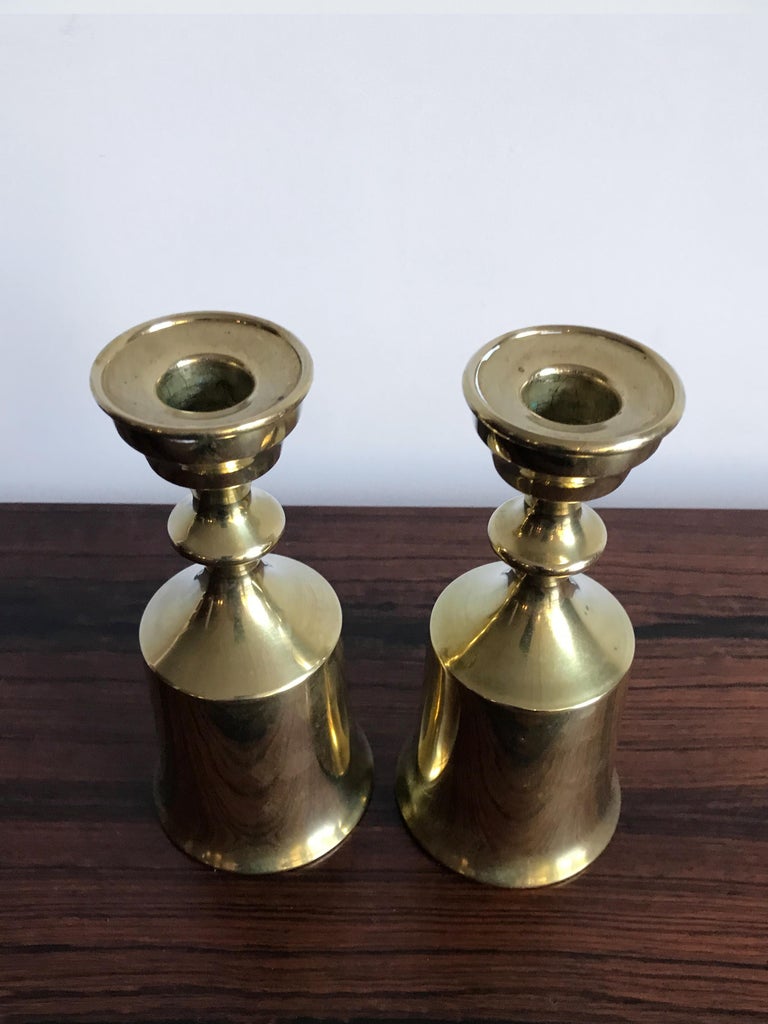 Scandinavian Brass Candlesticks, Denmark, 1950s For Sale at 1stDibs