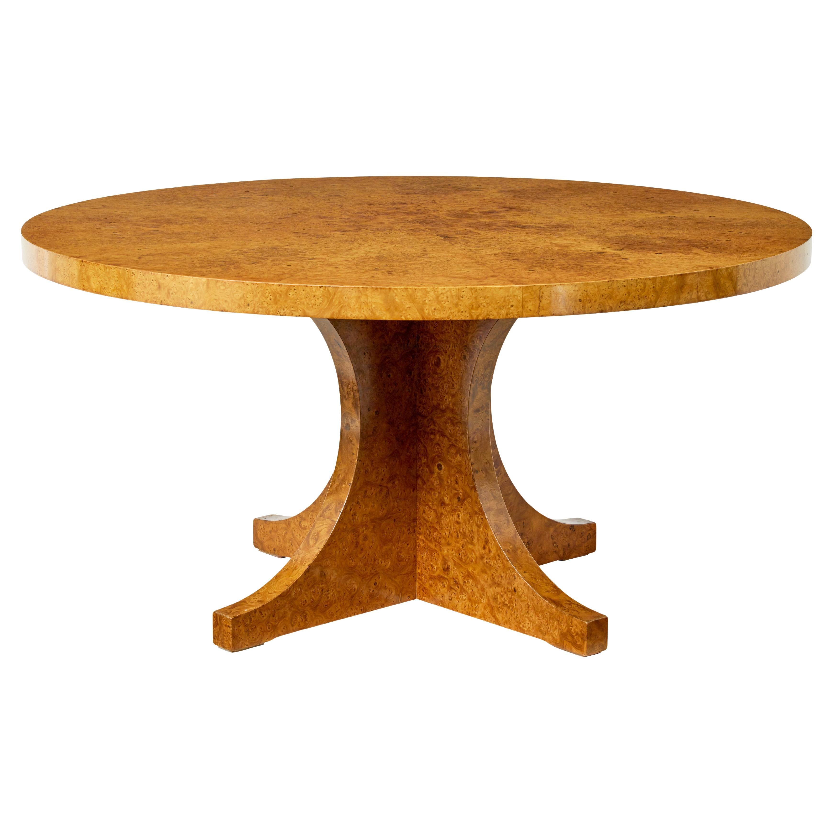 Scandinavian burr birch art deco circular coffee table For Sale at 1stDibs