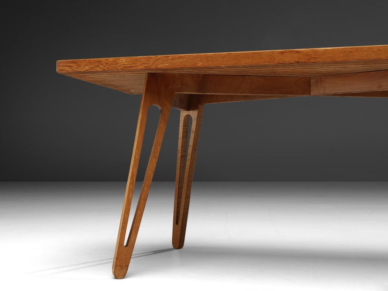 Scandinavian Coffee Table in Ash with Striped Top and Organic Legs For ...