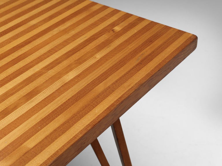 Scandinavian Coffee Table in Ash with Striped Top and Organic Legs For ...