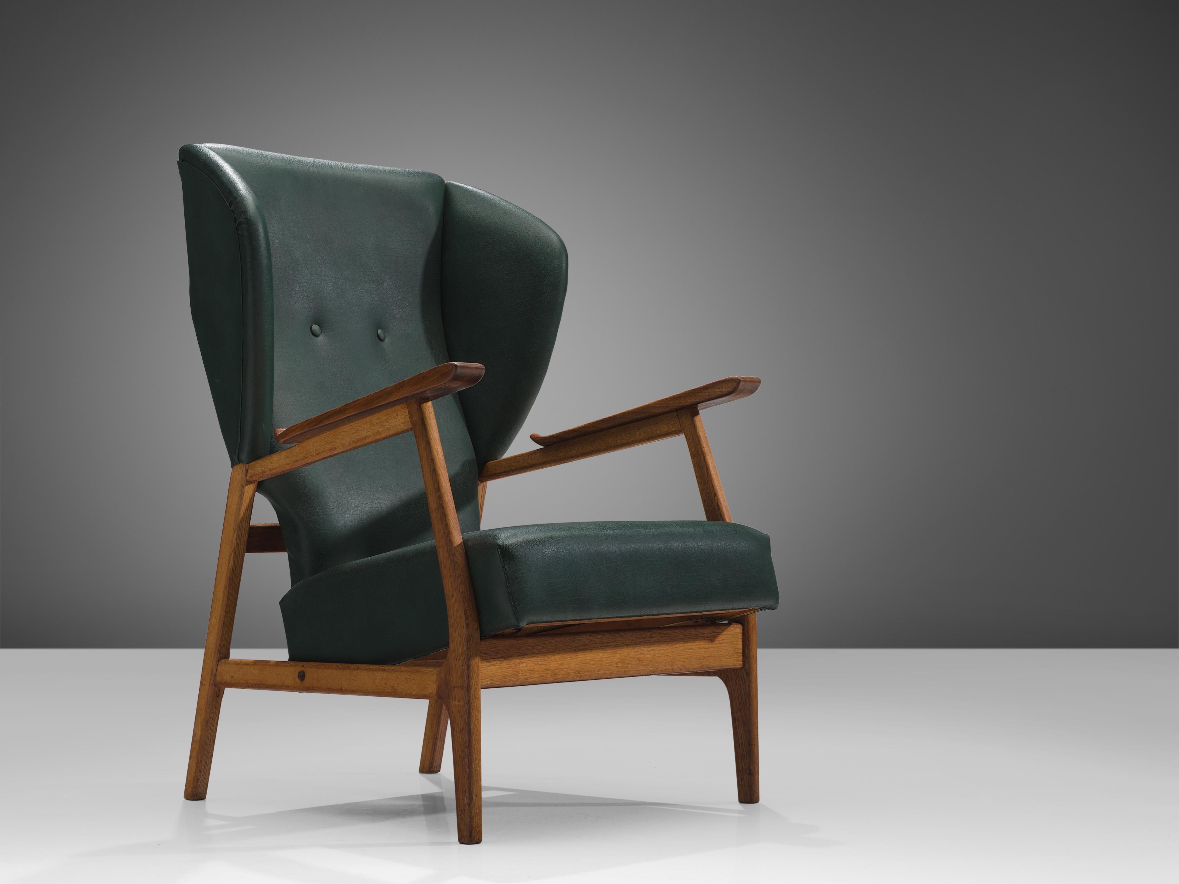 Scandinavian Deep Green Wingback Chair For Sale at 1stDibs