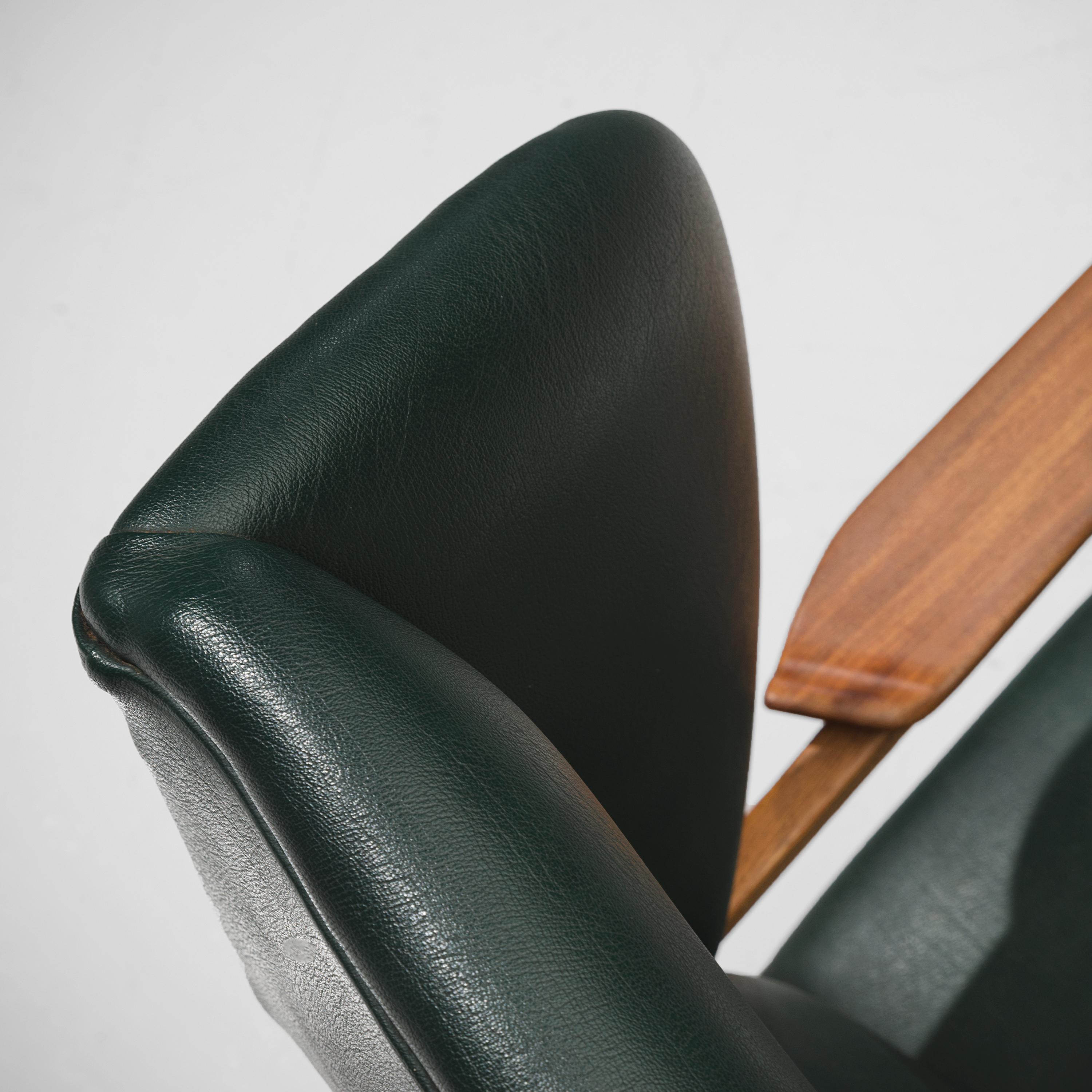 Scandinavian Deep Green Wingback Chair For Sale at 1stDibs
