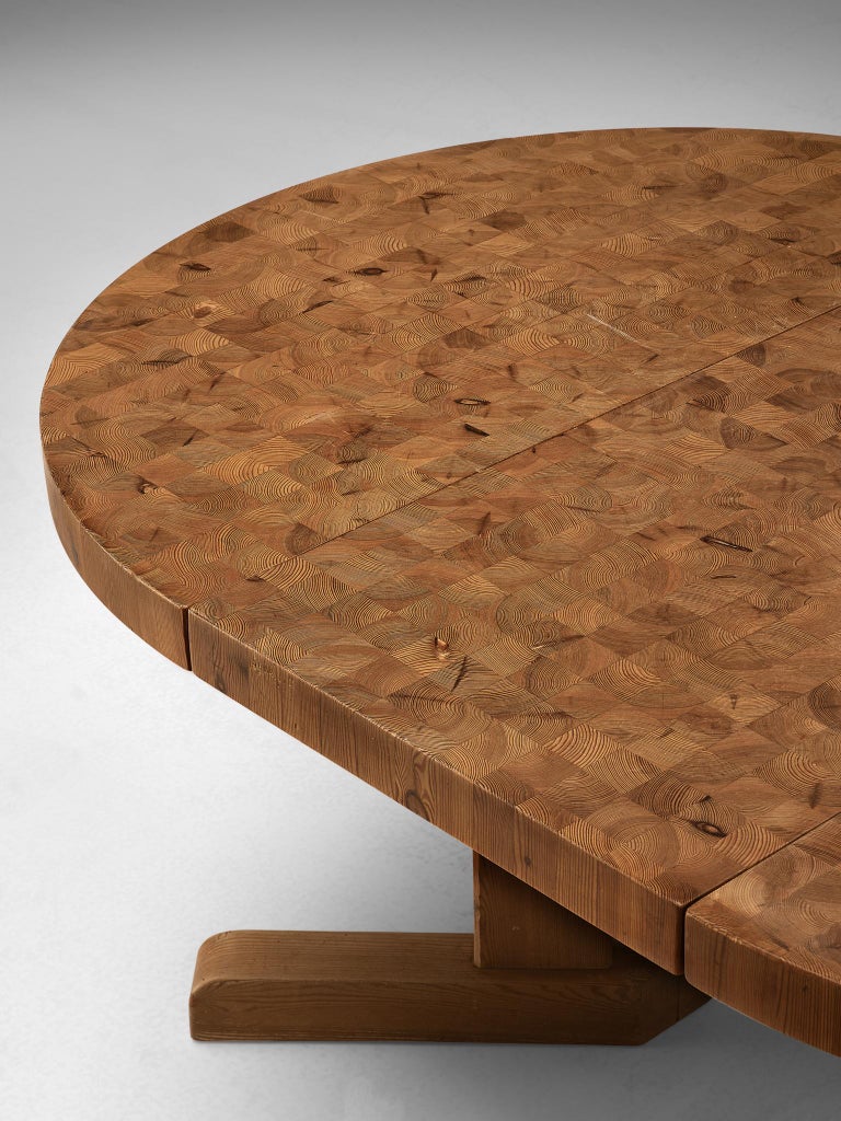 Scandinavian Extendable Pine End-Grain Table For Sale at 1stDibs
