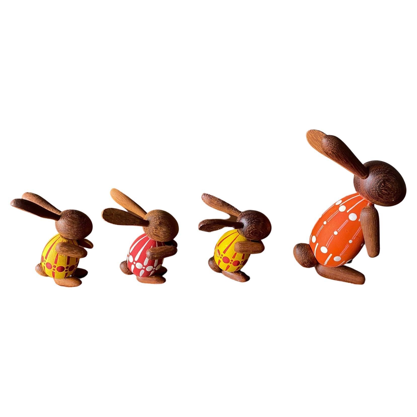 Scandinavian Family of Hand Painted Teak Bunnies / Rabbits, 1960's For ...