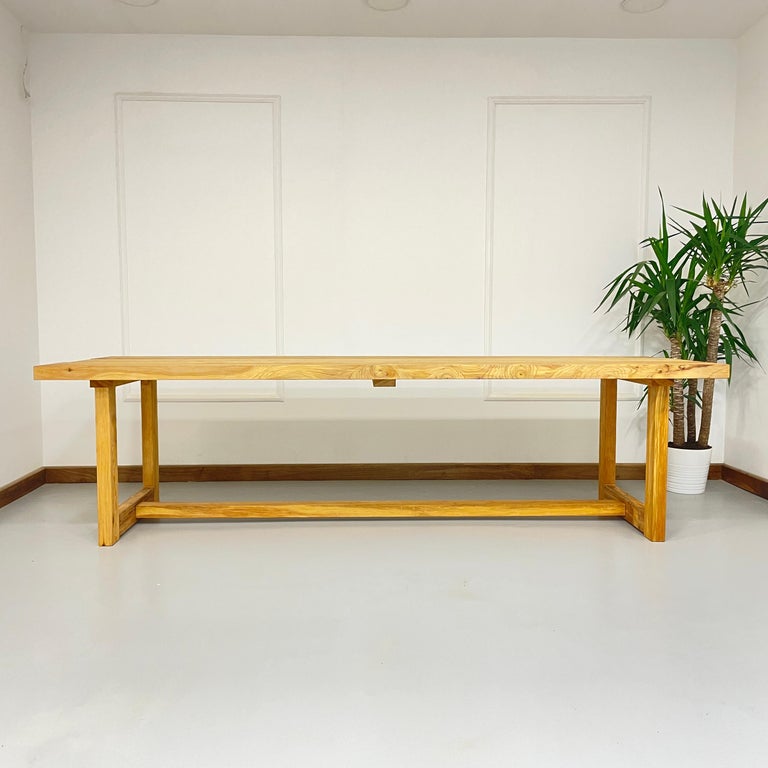 Scandinavian Farmhouse Dining Table in Solid Cedar Wood For Sale at 1stDibs