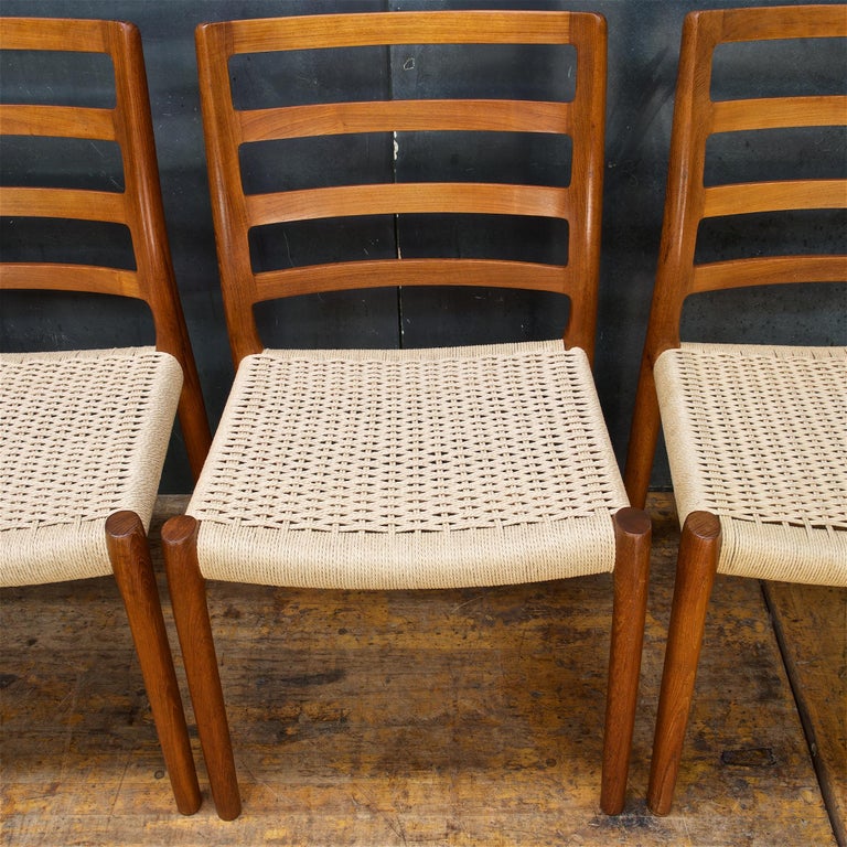 Scandinavian Farmhouse Teak Rope Chairs Midcentury JL Moller Danish ...