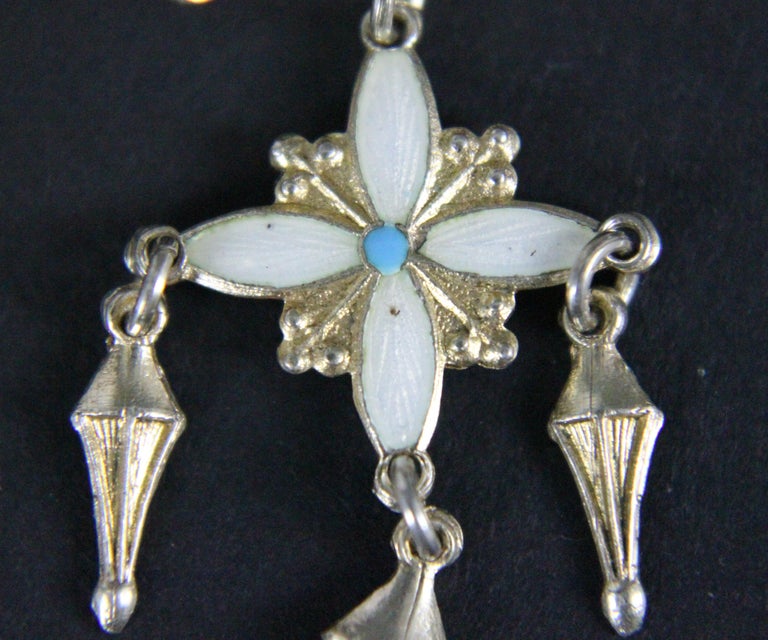 Scandinavian Gilt Sterling Silver Enamel Brooch For Sale at 1stDibs