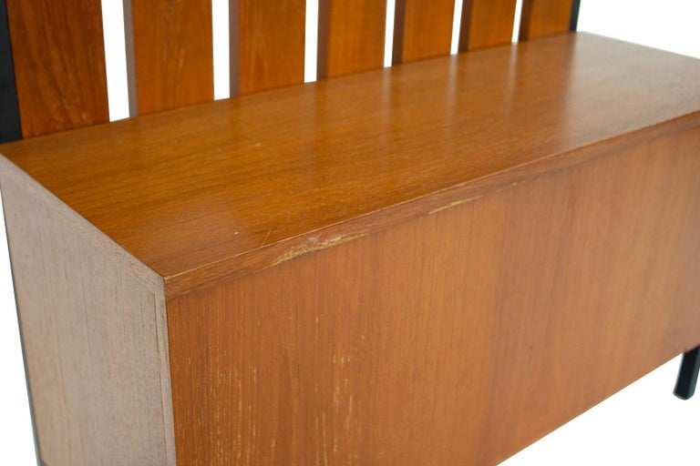 Scandinavian Hall Tree and Storage Bench with Hooks and Mirror at 1stDibs