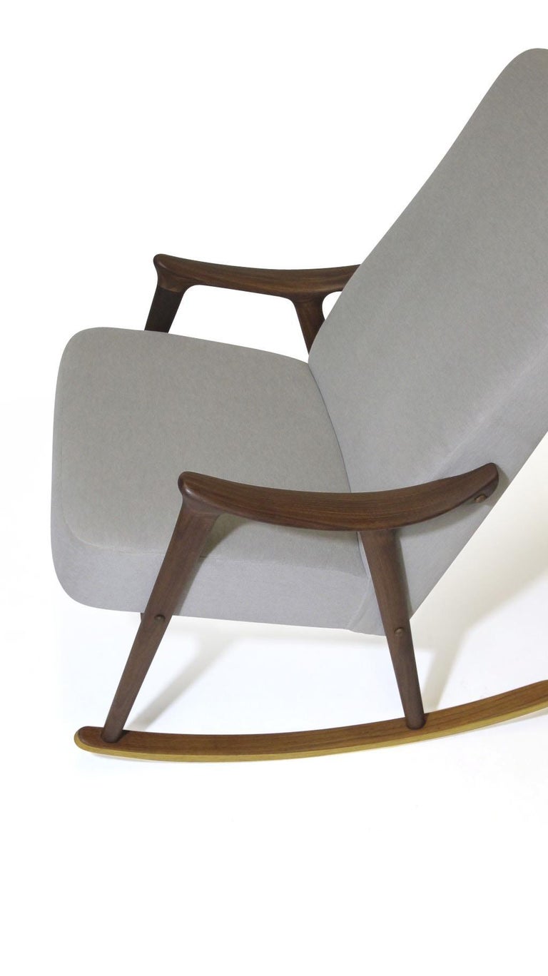 Scandinavian Highback Rocking Chair in Alpaca Mohair at 1stDibs