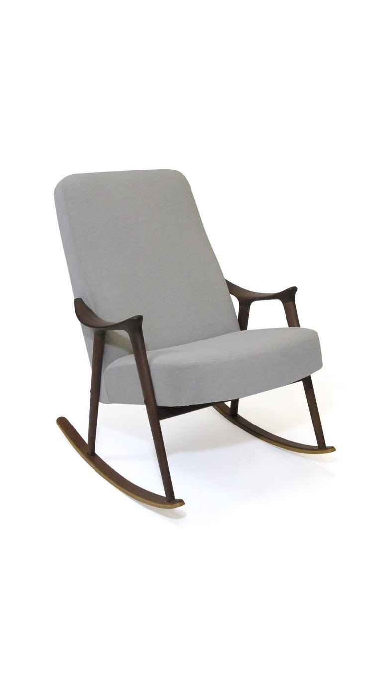 Scandinavian Highback Rocking Chair in Alpaca Mohair at 1stDibs