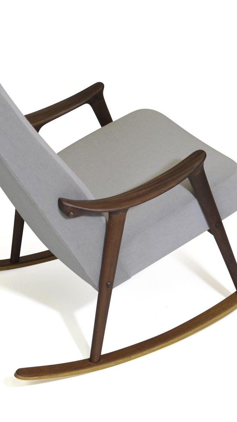 Scandinavian Highback Rocking Chair in Alpaca Mohair at 1stDibs