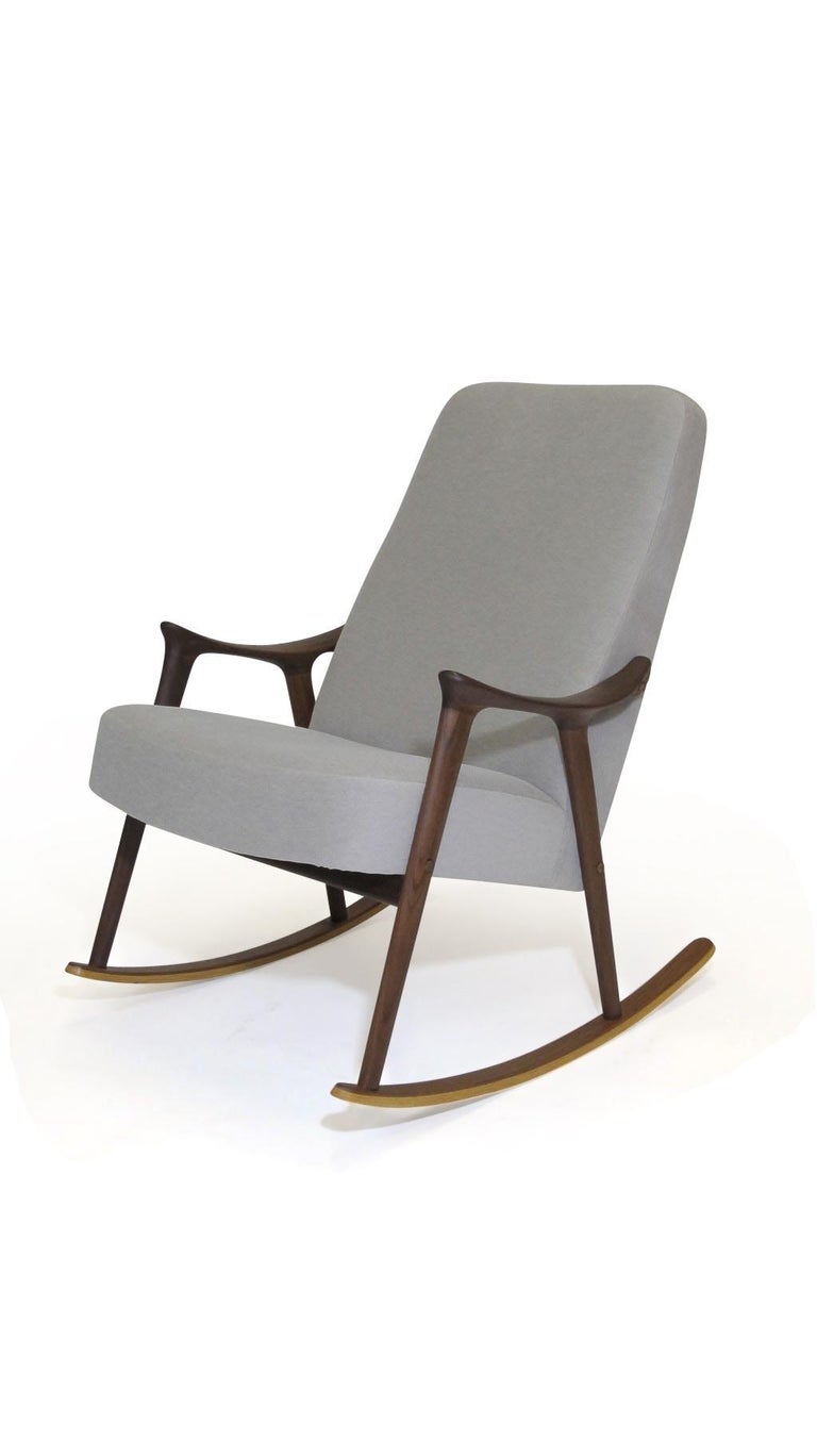 Scandinavian Highback Rocking Chair in Alpaca Mohair at 1stDibs