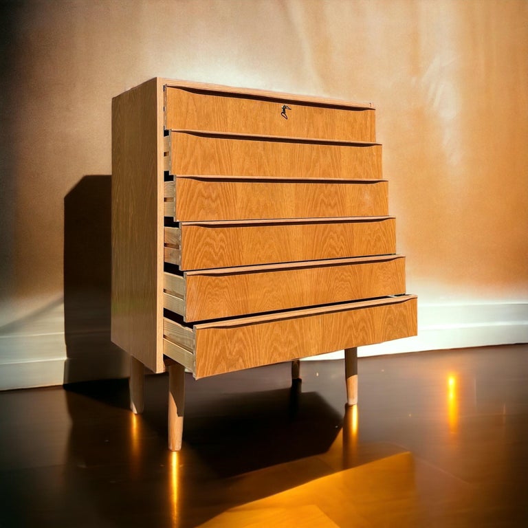 Scandinavian Highboy Chest of Drawers, Nordic Oak For Sale at 1stDibs