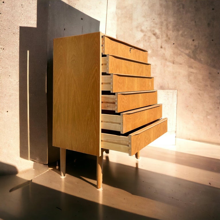 Scandinavian Highboy Chest of Drawers, Nordic Oak For Sale at 1stDibs