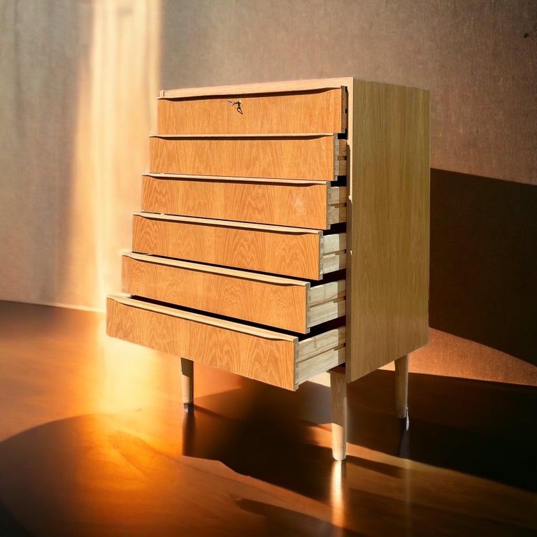 Scandinavian Highboy Chest of Drawers, Nordic Oak For Sale at 1stDibs