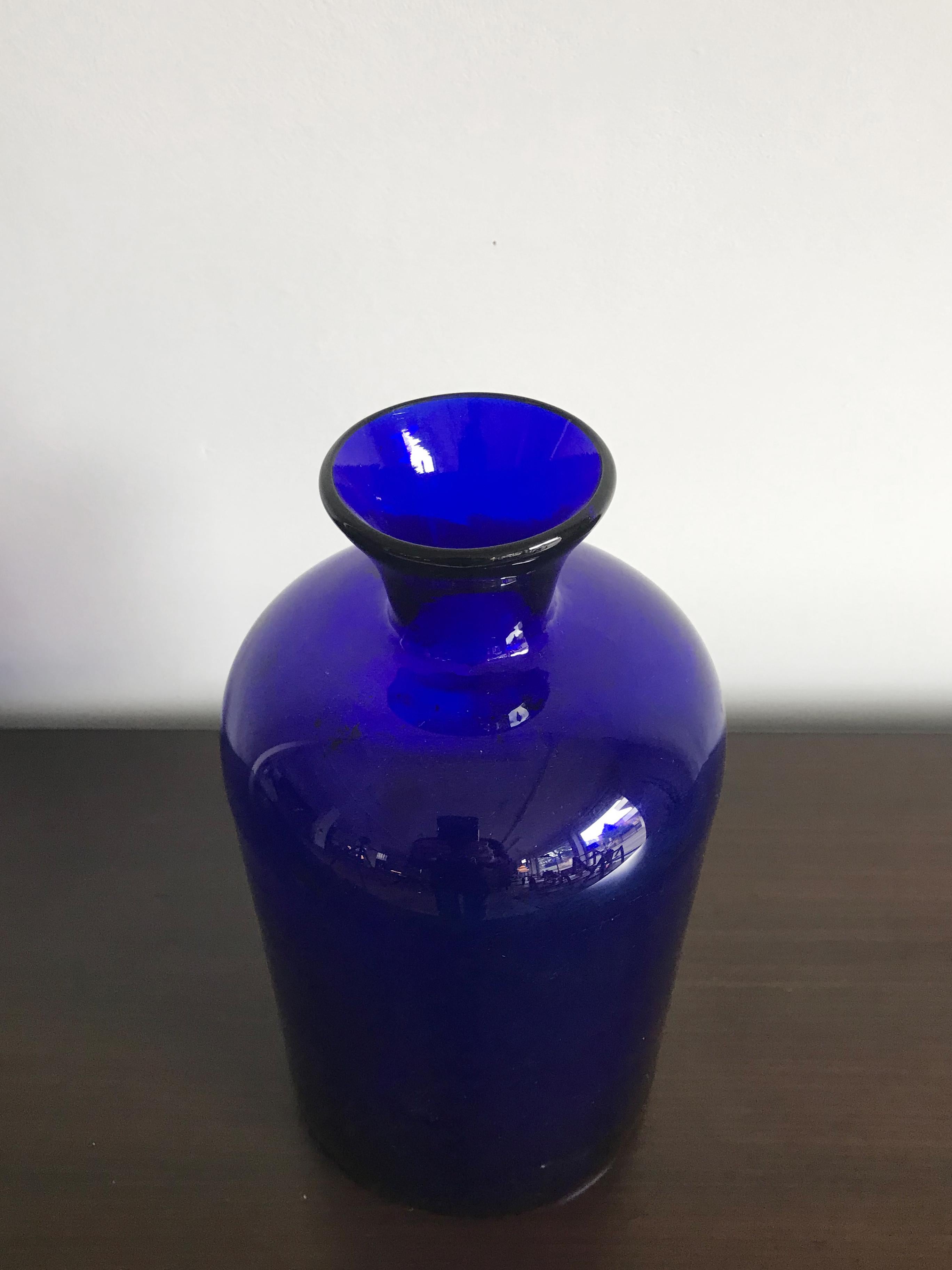 Scandinavian Holmegaard Mid-Century Modern Design Blue Glass Vase ...