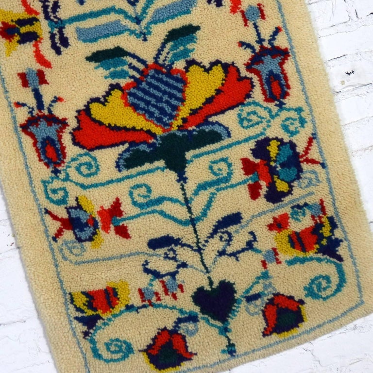 Scandinavian Hooked Rug Wall Hanging Vintage Midcentury at 1stDibs