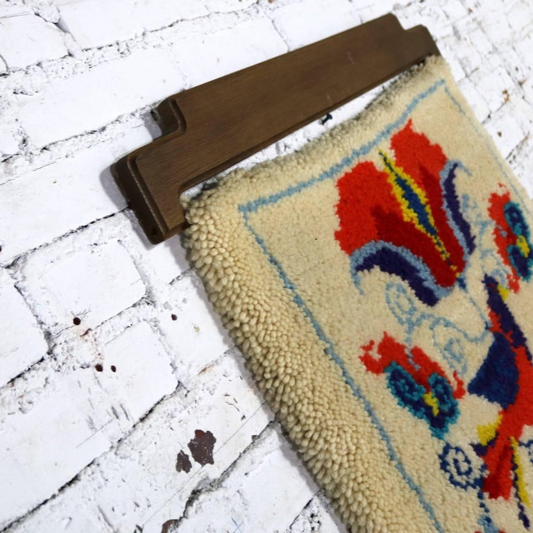 Scandinavian Hooked Rug Wall Hanging Vintage Midcentury at 1stDibs