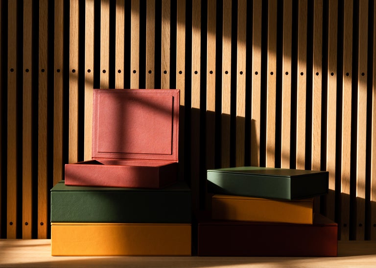 Scandinavian Leather Boxes for Storage, Saffron, Large For Sale at 1stDibs