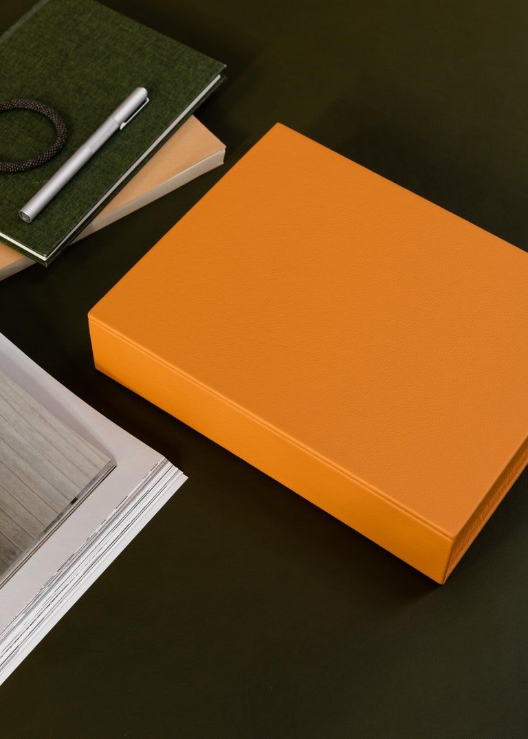 Scandinavian Leather Boxes for Storage, Saffron, Medium For Sale at 1stDibs
