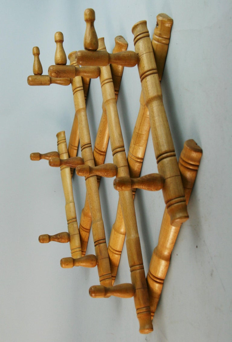 Scandinavian Maple Expandable Hat and Coat Rack For Sale at 1stDibs