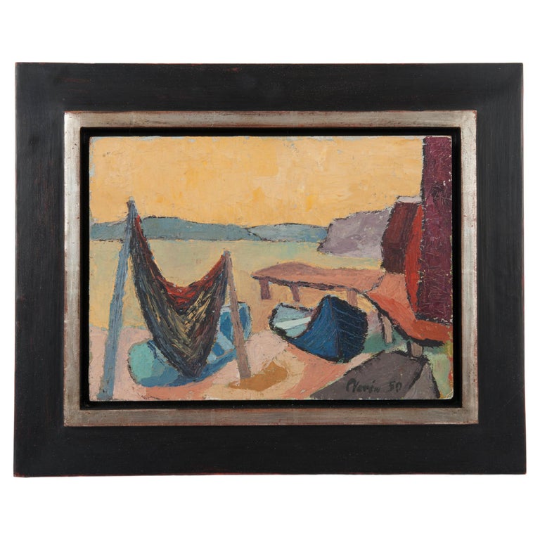 Scandinavian Maritime Painting Oil on Panel in Warm Colors by Noren ...