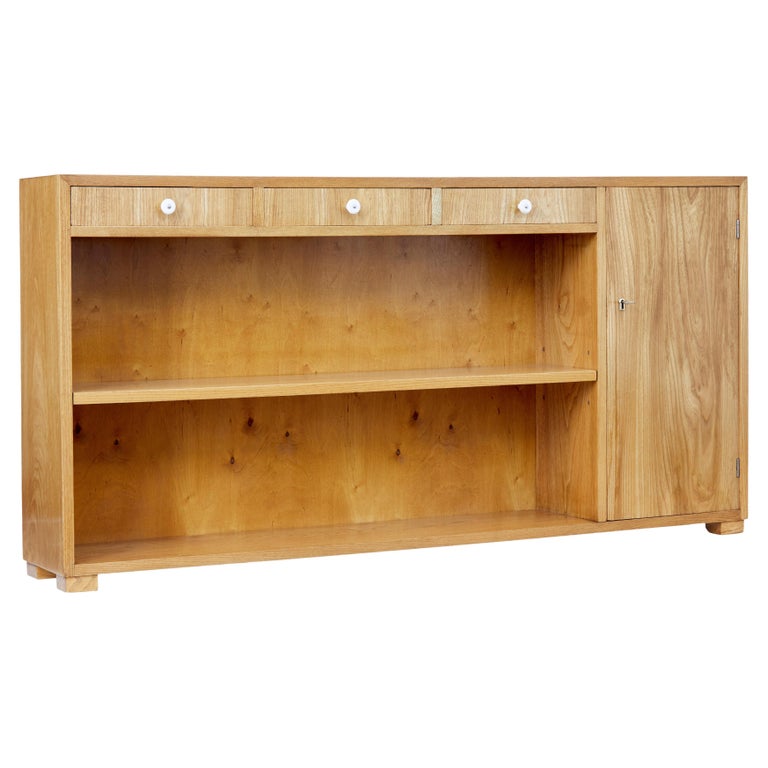 Scandinavian Mid 20th Century Low Elm Bookcase For Sale at 1stDibs