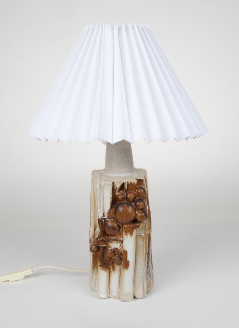 Scandinavian Mid-Century Brutalist Ceramic Table Lamp For Sale at 1stDibs
