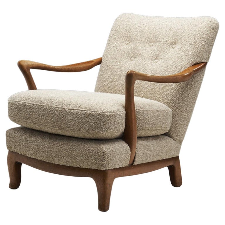Scandinavian Mid-Century Modern Armchair in Bouclé, Scandinavia 1950s ...