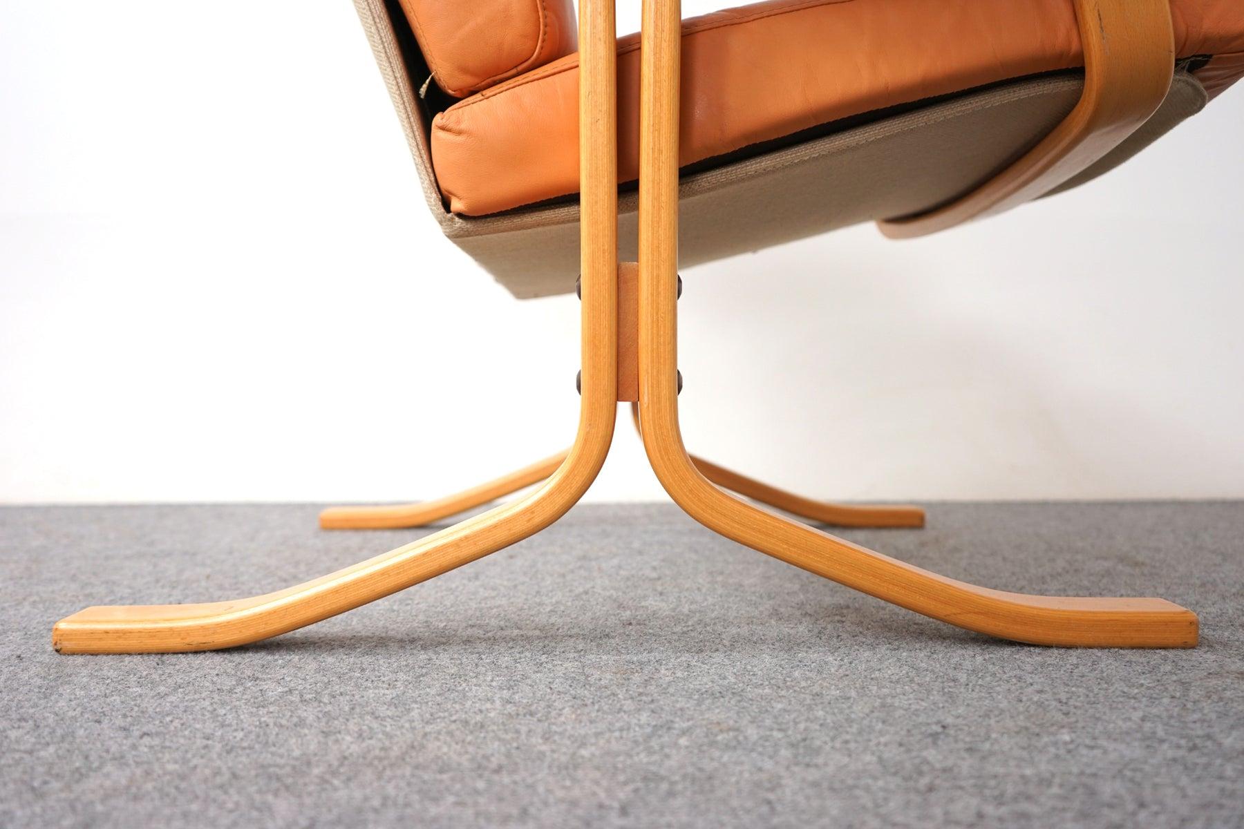 Scandinavian Mid-Century Modern Beech and Leather Easy Chair by Ekornes ...