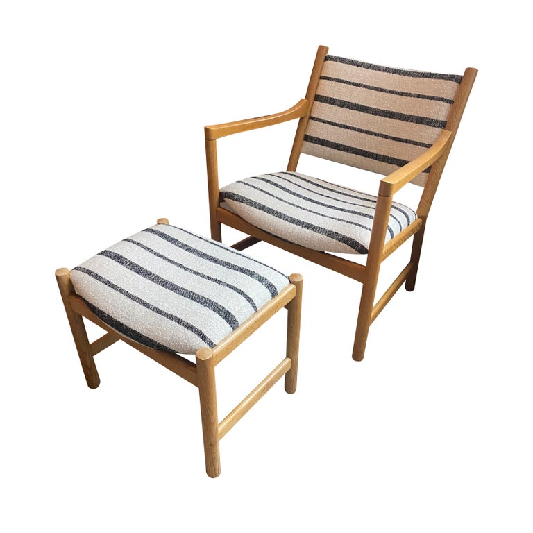 Scandinavian Mid-Century Modern Oak Chair with Ottoman, 1960's For Sale ...