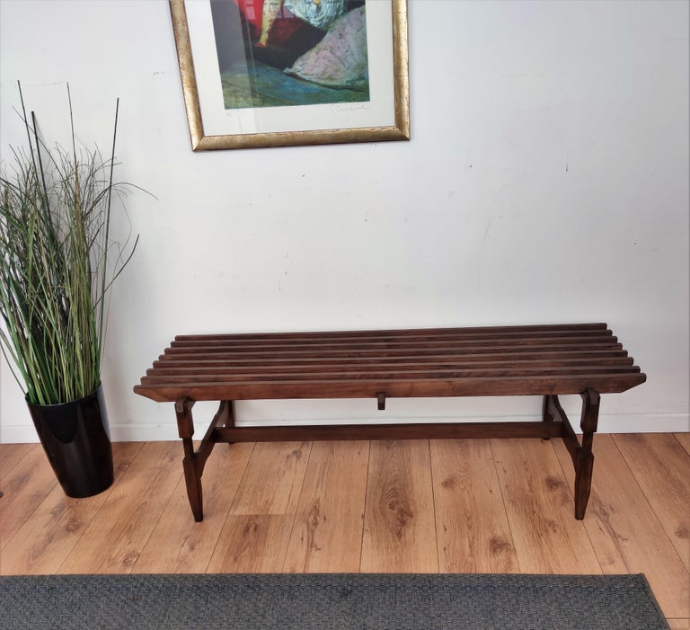 Scandinavian Mid-Century Modern Wooden Slat Bench or Coffee Table at ...