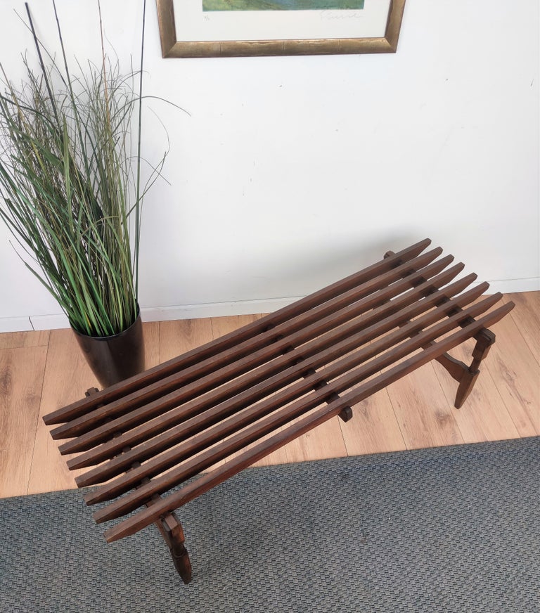 Scandinavian Mid-Century Modern Wooden Slat Bench or Coffee Table at ...