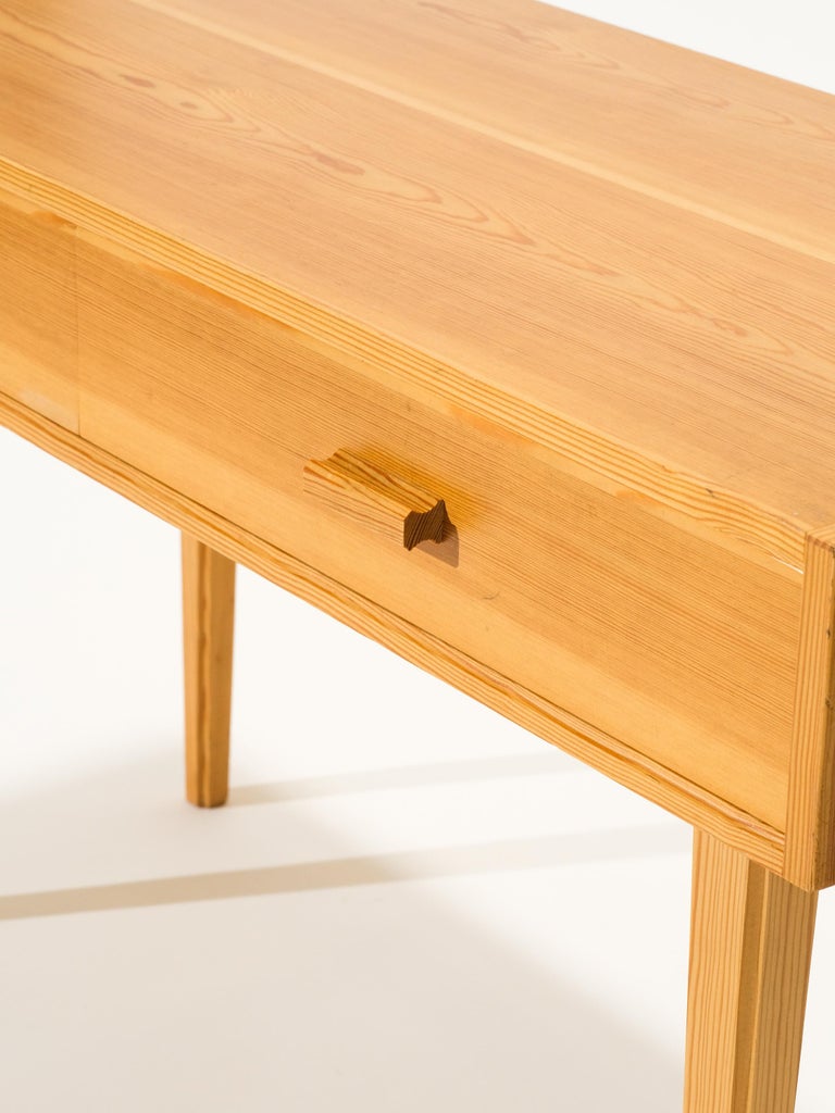 Scandinavian Mid-Century Pine Side Table with Two Drawers For Sale at ...