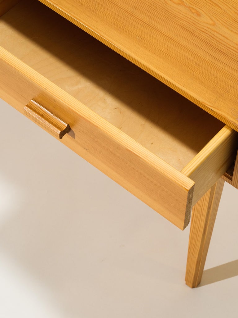 Scandinavian Mid-Century Pine Side Table with Two Drawers For Sale at ...