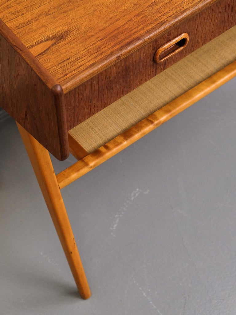 Scandinavian Mid-Century Side Table with Two Drawers For Sale at 1stDibs