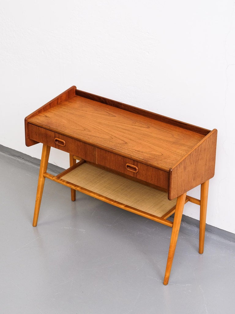 Scandinavian Mid-Century Side Table with Two Drawers For Sale at 1stDibs
