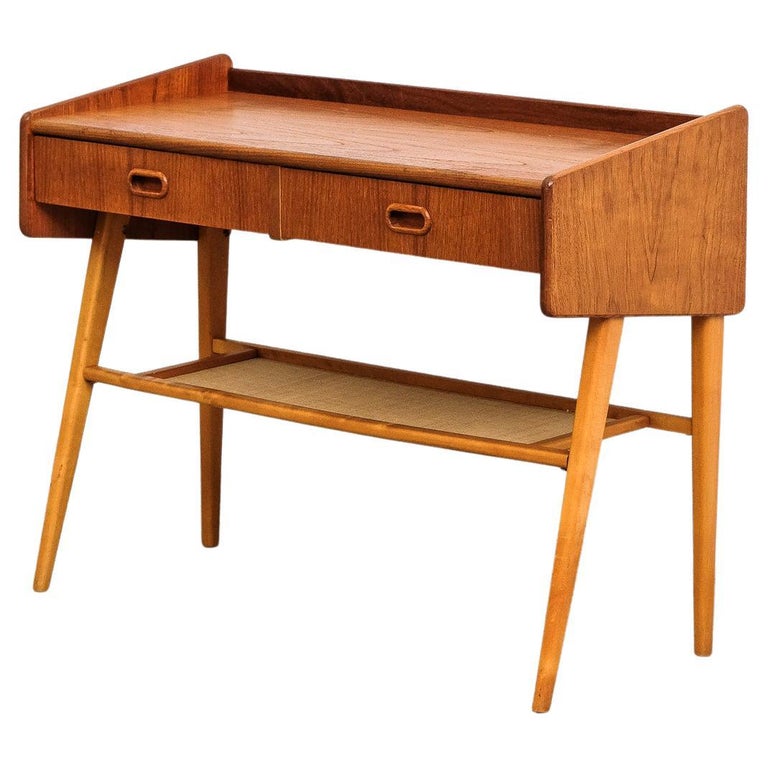 Scandinavian Mid-Century Side Table with Two Drawers For Sale at 1stDibs