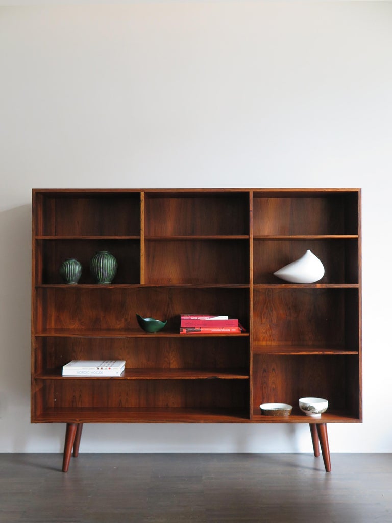 Scandinavian Mid-Century Modern Design Dark Wood Bookcase, 1960s at 1stDibs
