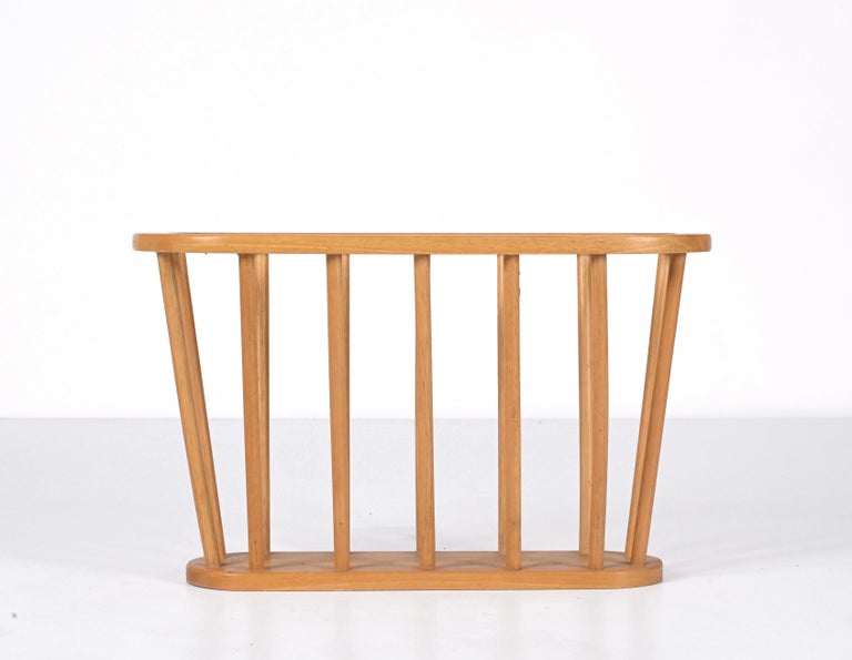 Scandinavian Mid-Century Modern Oval Solid Oak Wood Danish Magazine ...