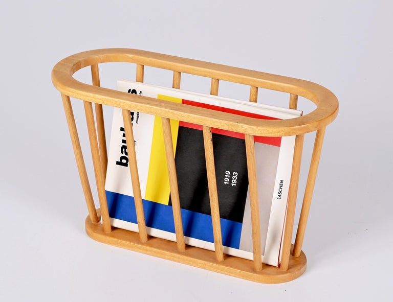 Scandinavian Mid-Century Modern Oval Solid Oak Wood Danish Magazine ...