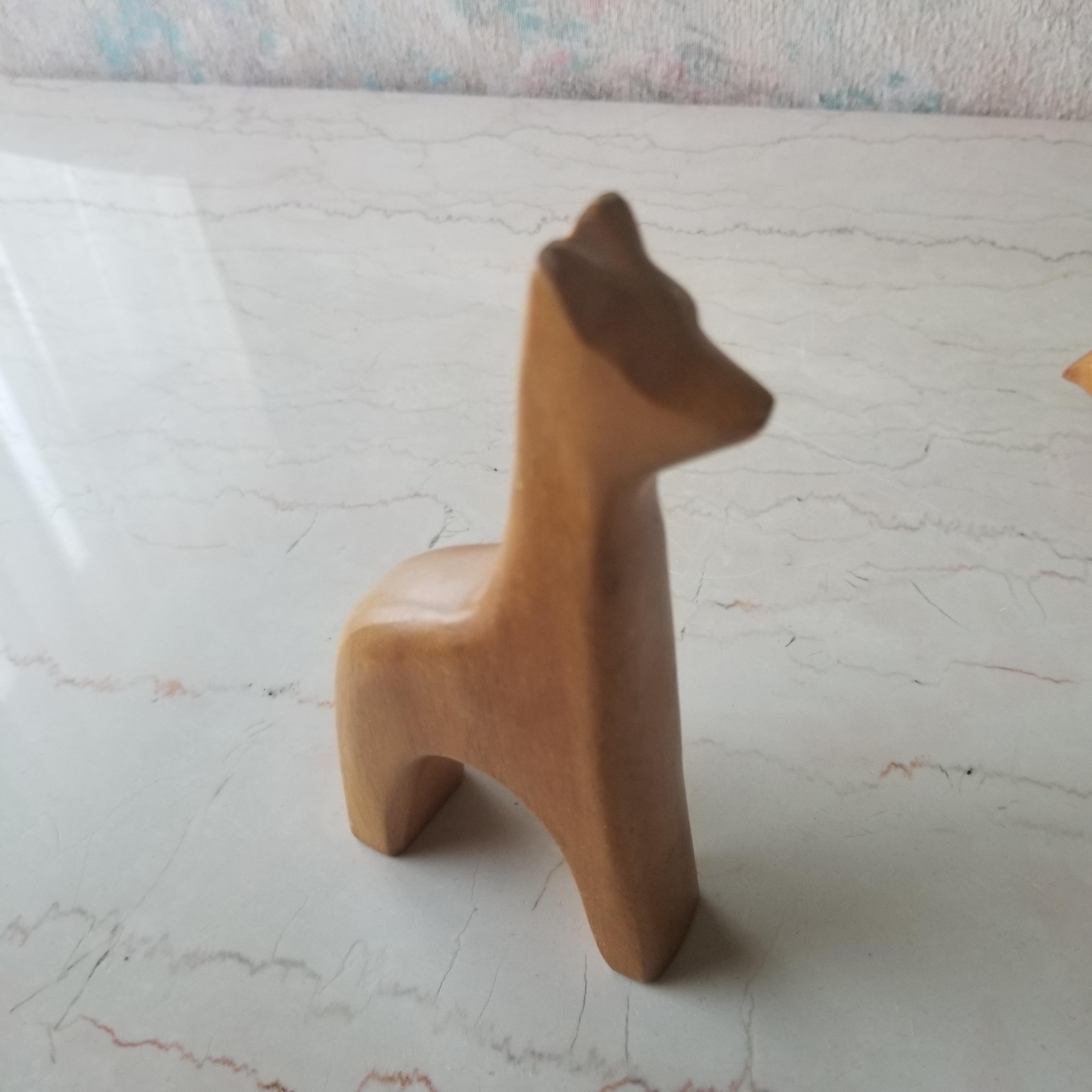 Scandinavian Modern 1950s Vintage Carved Wood Animal Collection Set of ...