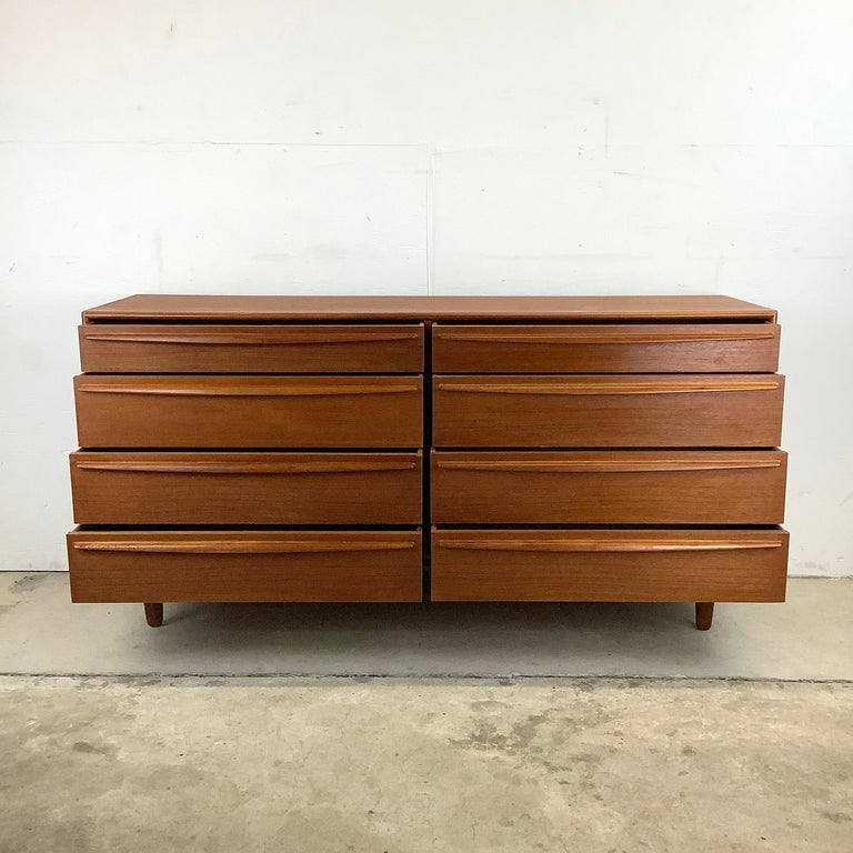 Scandinavian Modern Eight Drawer Teak Dresser by Lyby Møbler at 1stDibs
