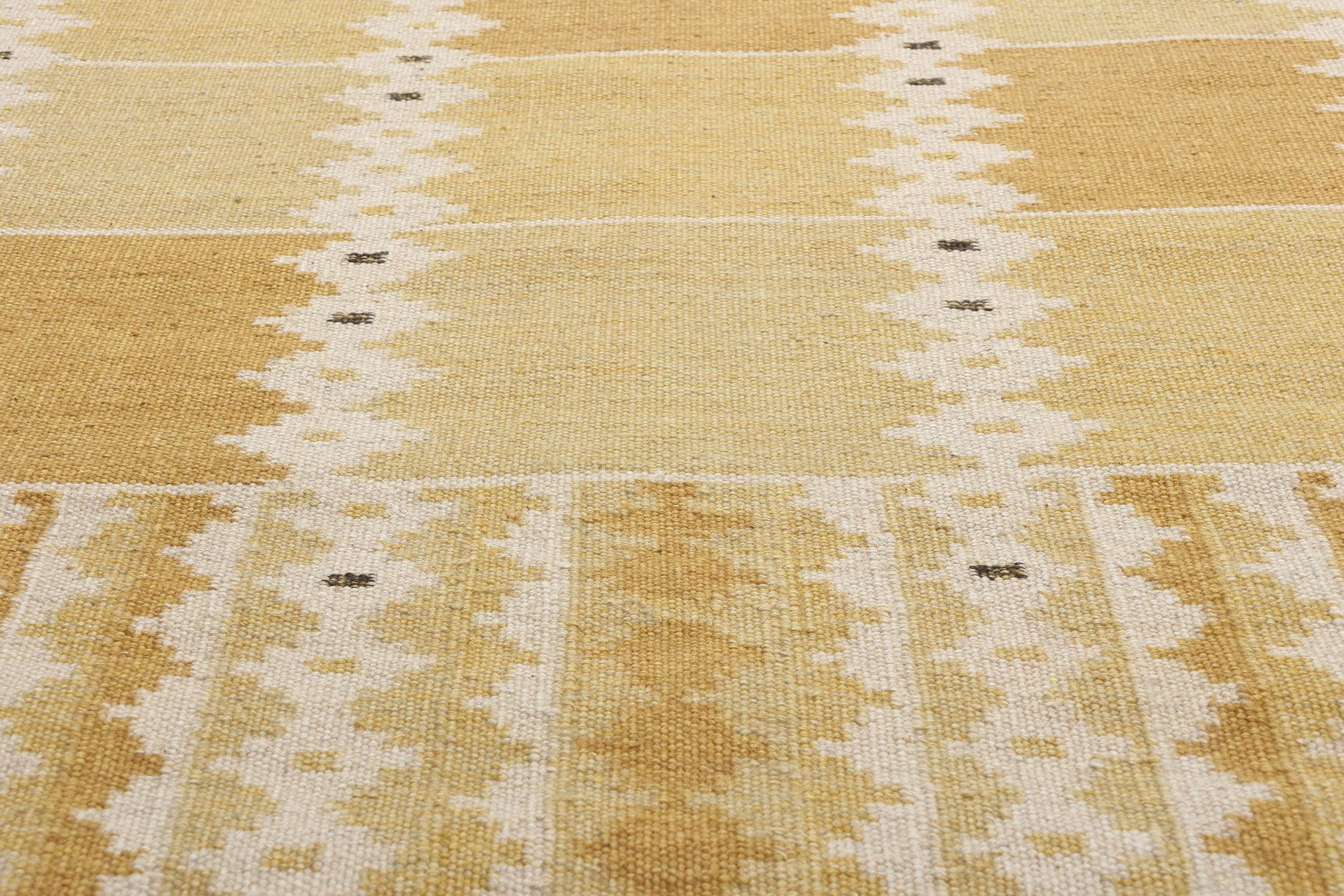 Scandinavian Modern Golden Swedish Inspired Flatweave Carpet For Sale ...