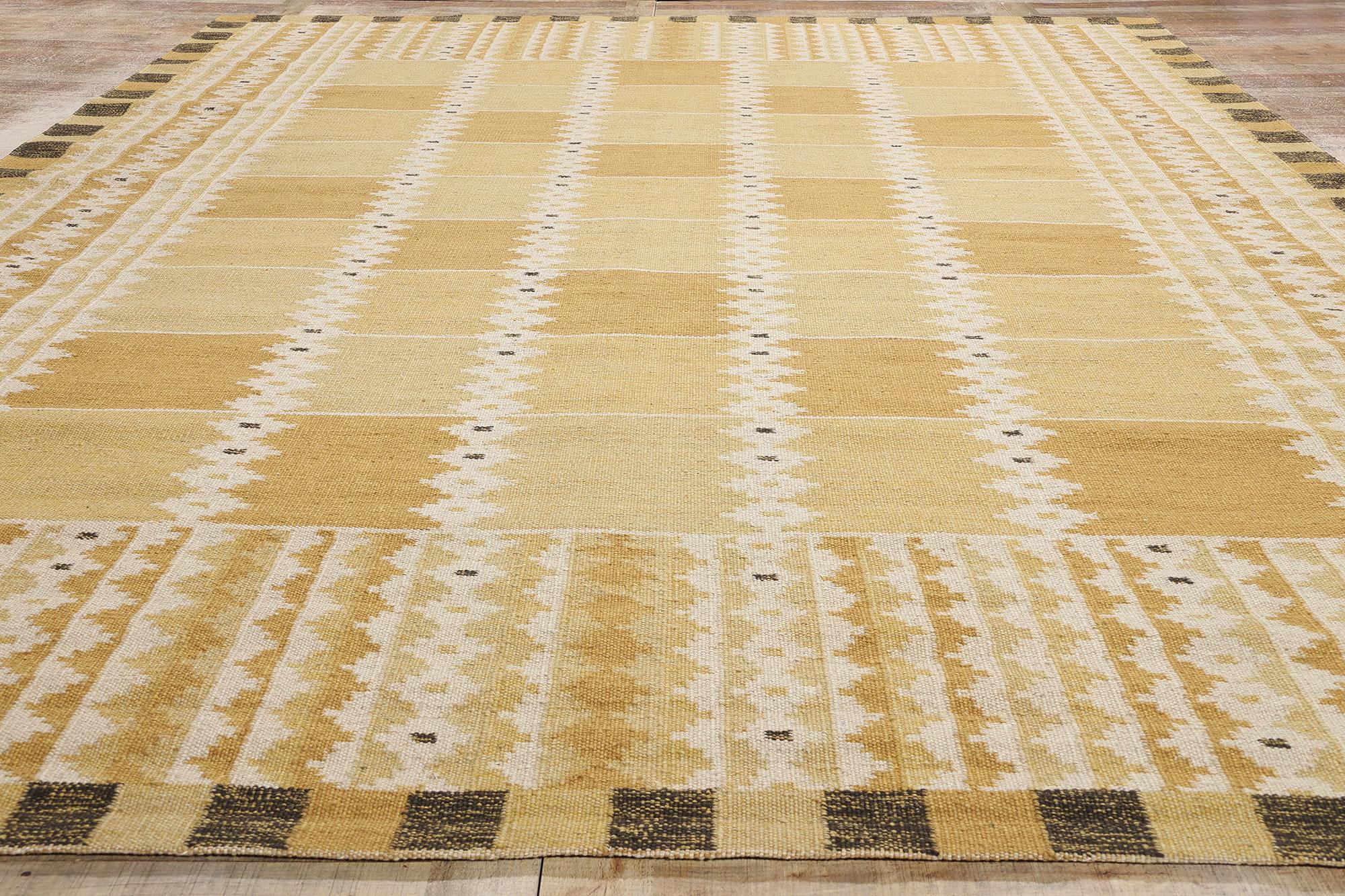 Scandinavian Modern Golden Swedish Inspired Flatweave Carpet For Sale ...