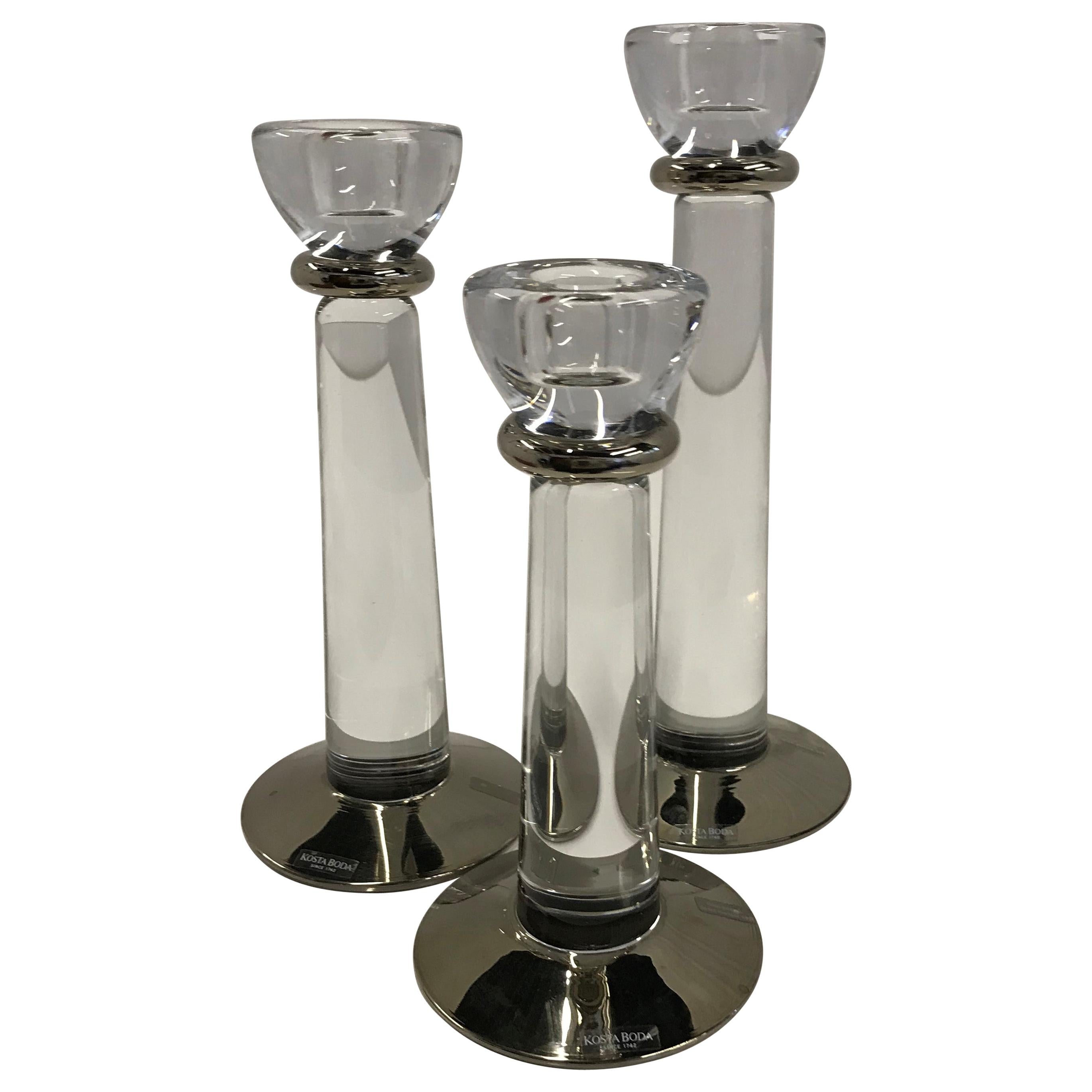 Scandinavian Modern Kosta Boda Set of 3 Athena Candleholders by Anna ...