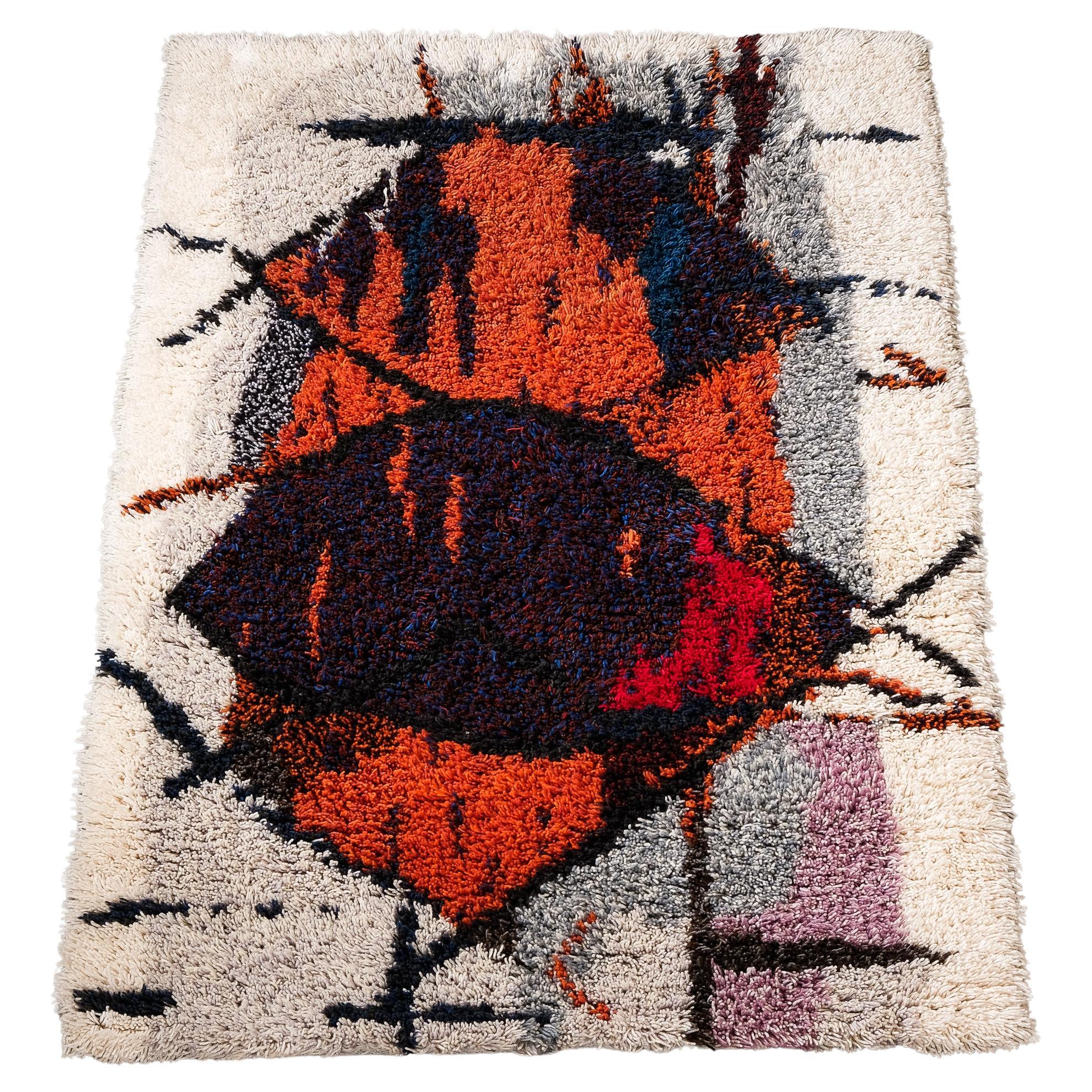 Scandinavian Modern "Kuunkivet" Rya Wool Rug, Designed by Tuula ...
